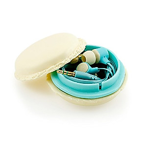 GEARONIC TM Cute 3.5mm in Ear Earphones Earbuds Headset with Macaroon Ear Buds Organizer Box Case Compatible with Smart Phones PC MP3 (Beige)
