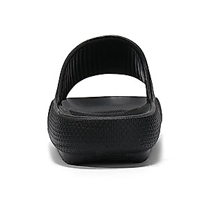 SOVIKER Cloud Slides for Women Pillow Slippers Soft Thick Sole Non-Slip Bathroom Shower Sandals Indoor and Outdoor Slides Black