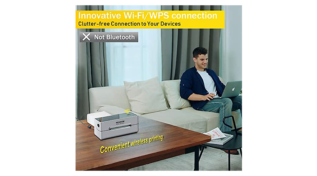 REKDOM Wireless 4x6 Shipping Label Printer - WiFi, No Ink