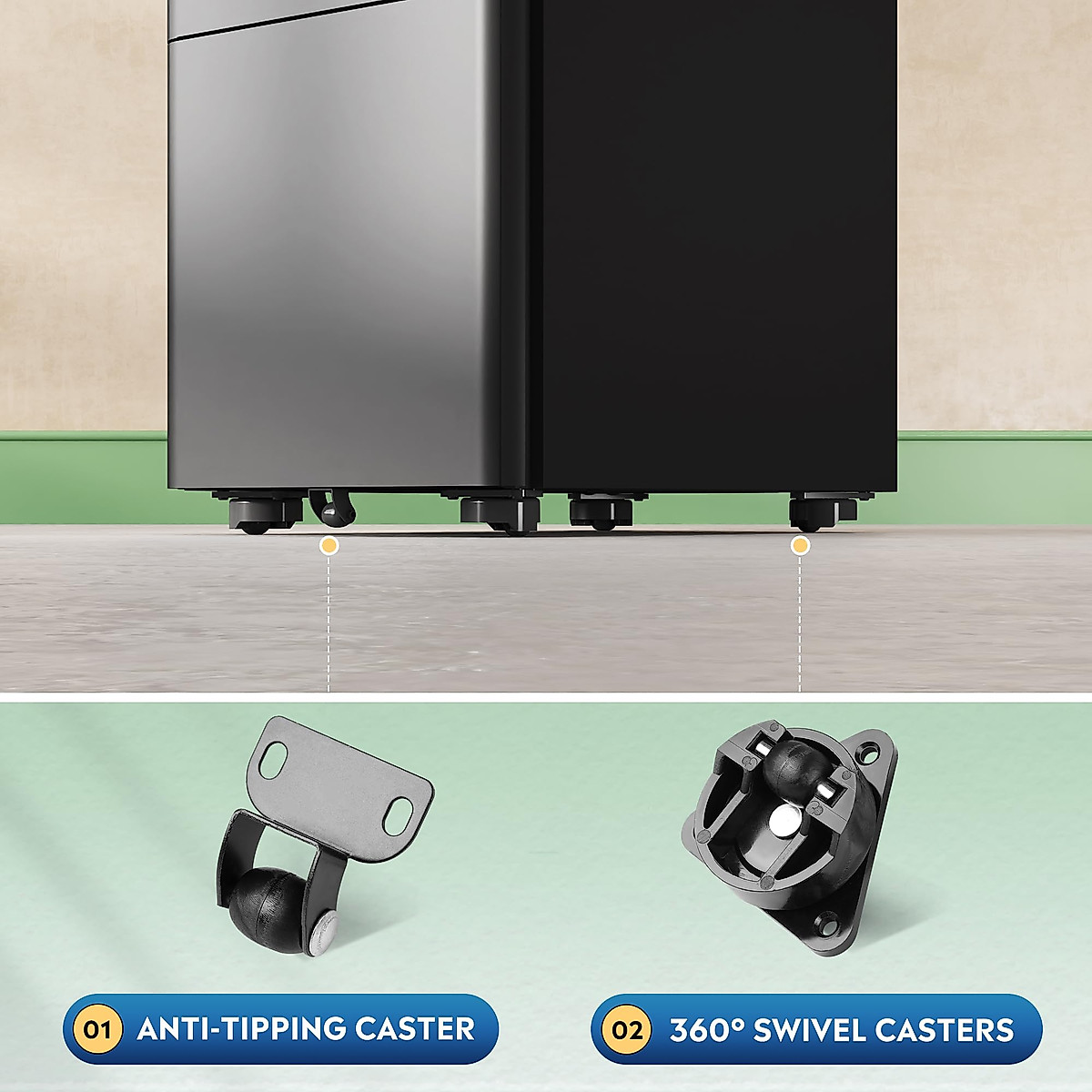 DEVAISE 3-Drawer Slim File Cabinet, Vertical Filing Cabinet, Fully Assembled Except Casters, Black