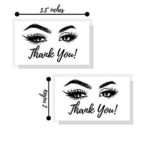 Thank You Cards | Package of 50 | Design Single Sided Size 3.5 x 2" inches False Eyelashes and Microbladed Eyebrows