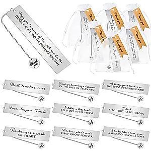 90 Pcs Teacher Appreciation Gifts Bulk 30 Inspirational Metal Teachers Bookmark 30 Kraft Thank You Tags 30 Gift Pouches Coworker Thank You Gifts for Teacher Secretaries Gift Staff Appreciation Gifts