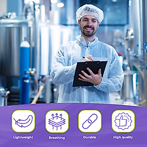 AMZ Medical Supply White Disposable Lab Coat Women and Men, Large. Pack of 50 Medical PPE Coat. Spunbonded PP 30 GSM Disposable Lab Coats for Adults with Elastic Wrists, Front Snaps, Pockets