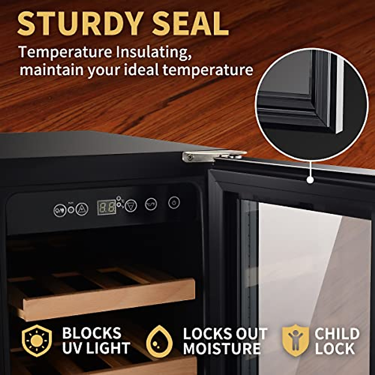 Old Canal VINERIE 18 Bottles Wine Cooler Refridgerators, Freestanding Fridge with QUIET Cooling Technology & Tempered Glass Door, 41F-71.6F Digital Temperature Control