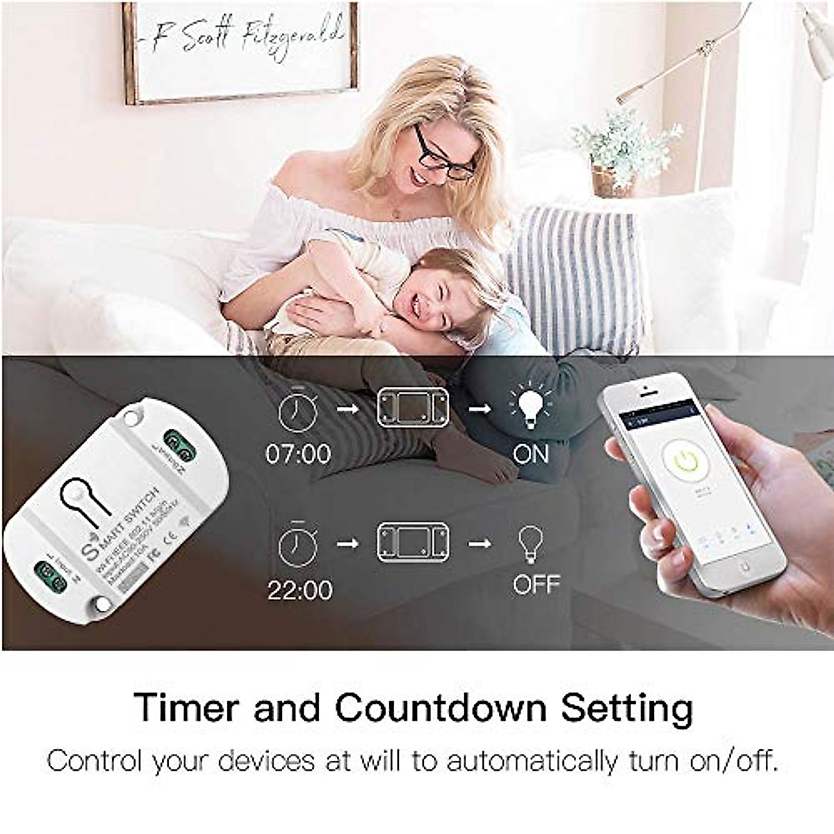 RODOT 10A KR2201WB Wi-Fi Wireless Smart Basic Switch for Smart Home Smart Life APP Compatible with Alexa & Google Home Assistant No Hub Required Support DIY Module (5-Pack)