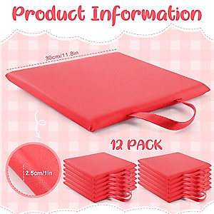 Suzile 12 Pcs 12'' Floor Cushions for Classroom Flexible Floor Seating with Handles Classroom Carpet Cushions for Kids Toddlers Daycare Preschool Furniture(Red,Square)