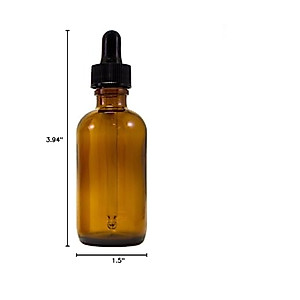 2 Oz (60 ml) Amber Boston Round Glass Bottle w/Dropper - Pack of 12