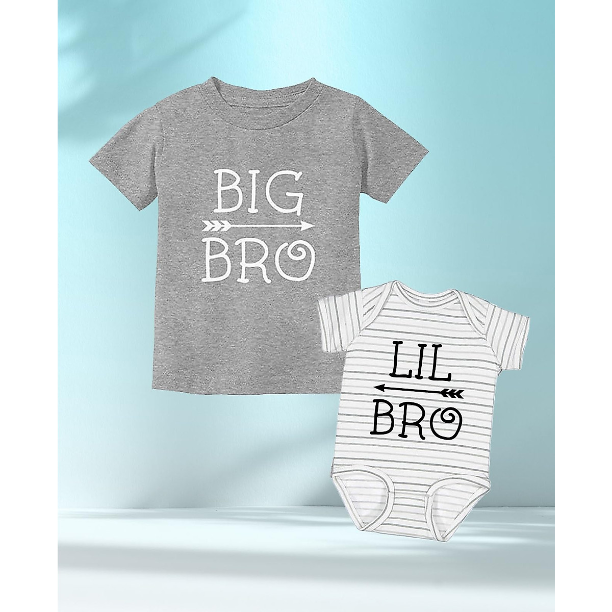 Big Bro Lil Bro Matching Outfits Baby Announcement Sibling Brother Shirts Big bro Gray 4T / Lil bro Gray/White NB (0-3M)
