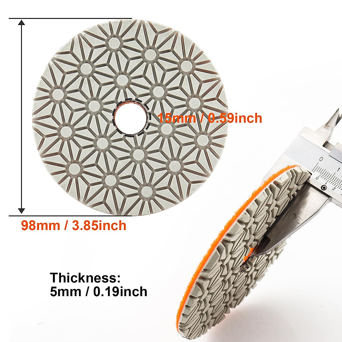 YDROWN 3 Step Diamond Polishing Pads 4 Inch Stone Abrasive Grinding Wheel Wet Use 3Pcs Step3 for Granite Marble Quartz Concrete (Step3-3PCS)