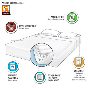 Intelligent Design Microfiber Bed Sheet Set Wrinkle Resistant, Soft Sheets with 12" Pocket, Modern, All Season, Cozy Bedding-Set, Matching Pillow Case, King, Grey, 4 Piece
