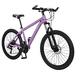 26'' Mountain Bike, 21 Speed Outdoor Snow Beach Bike, Full Suspension Adult Hybrid MTB Racing Bikes for Women Men, Comfort Complete Cruiser Bicycle, Lightweight City Commuter Road Cycling (K)