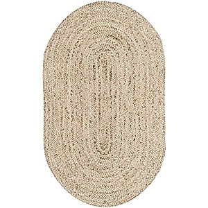 SAFAVIEH Cape Cod Collection Area Rug - 4' x 6' Oval, Natural, Handmade Flat Weave Jute, Ideal for High Traffic Areas in Living Room, Bedroom (CAP252A)