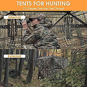 XProudeer Hunting Blind See Through Ground Blinds with 270 Degree,2-3 Person Pop Up Hunting Blinds with Chair,Camouflage Hunting Tent for Deer & Turkey Hunting,Hunting Gear and Hunting Accessories