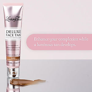 Loving Tan Deluxe Face Tan, Dark - Streak Free, Natural Looking, Professional Strength Sunless Tanner - 10+ Self Tanning Applications per Bottle, Cruelty Free, Naturally Derived DHA - 1.6 Fl Oz