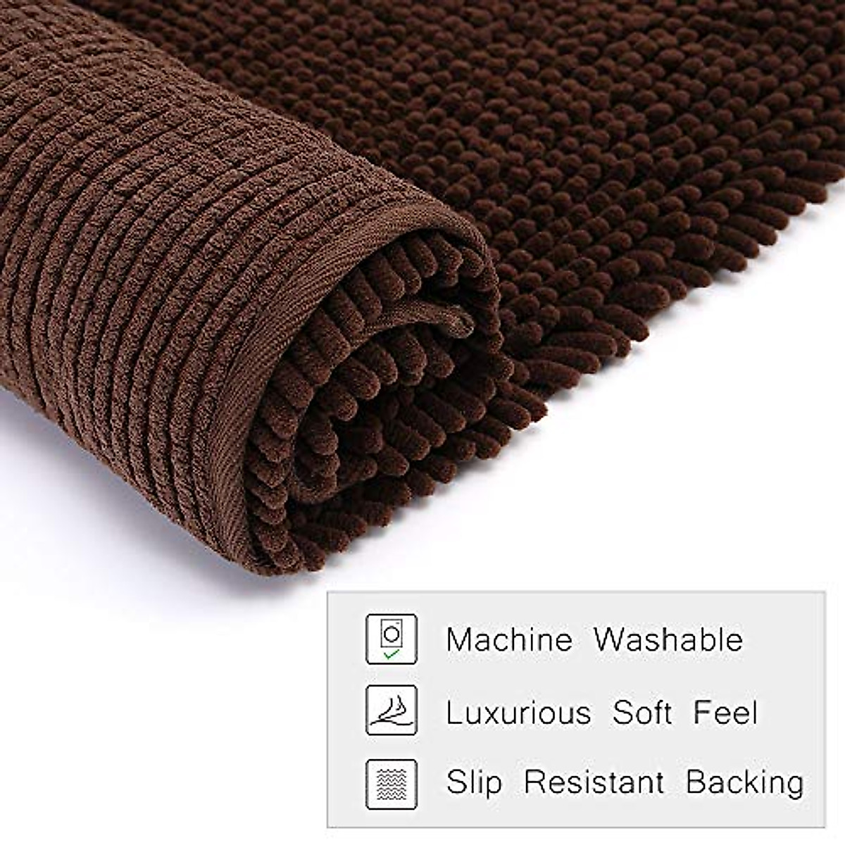 Brown Bathroom Doormat Rugs 20 x 31 Inches Mats Doormat for Entry Home Pet Cat Bed Door Rug Shaggy Chenille Pet Area Rugs Petbed Ultra Soft Water Absorbent Machine Washable Dry (20 x 31 Inches, Brown)