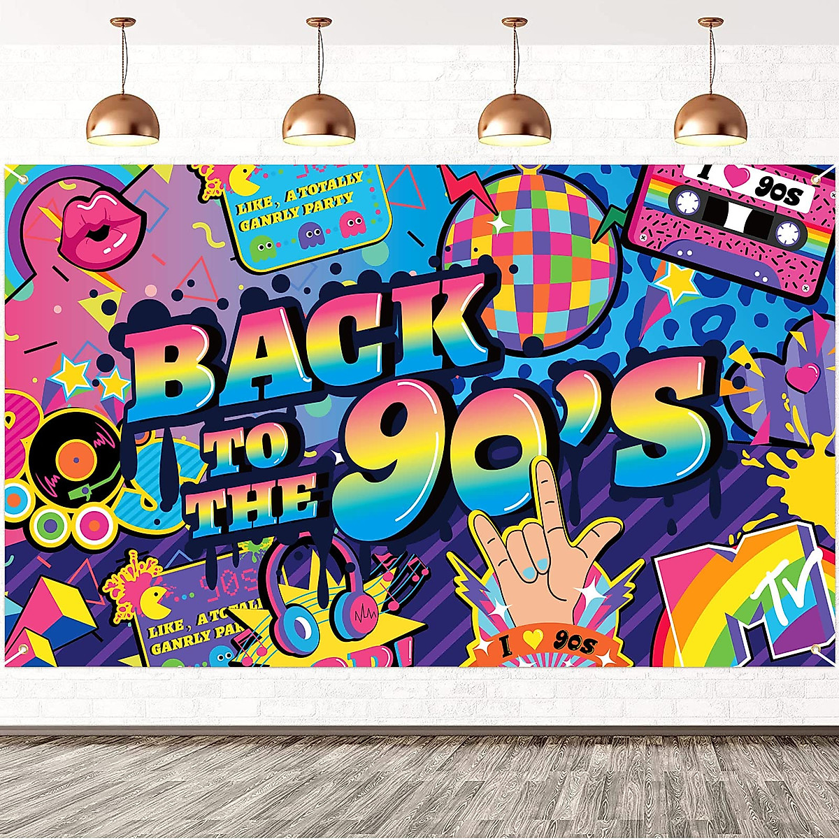 Retro 90s Banner for Parties | DPKOW 1990s Backdrop | Vibrant & Durable