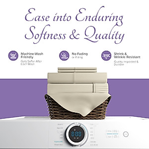 Carressa Linen 100% Egyptian Cotton Sheets - 600 Thread Count 3 PC Twin Size Sheet Set, Soft, Cooling, High Thread Count Sateen Weave, Extra Long Staple Luxury Bedding, 16 in Deep Pocket - Beach Sand