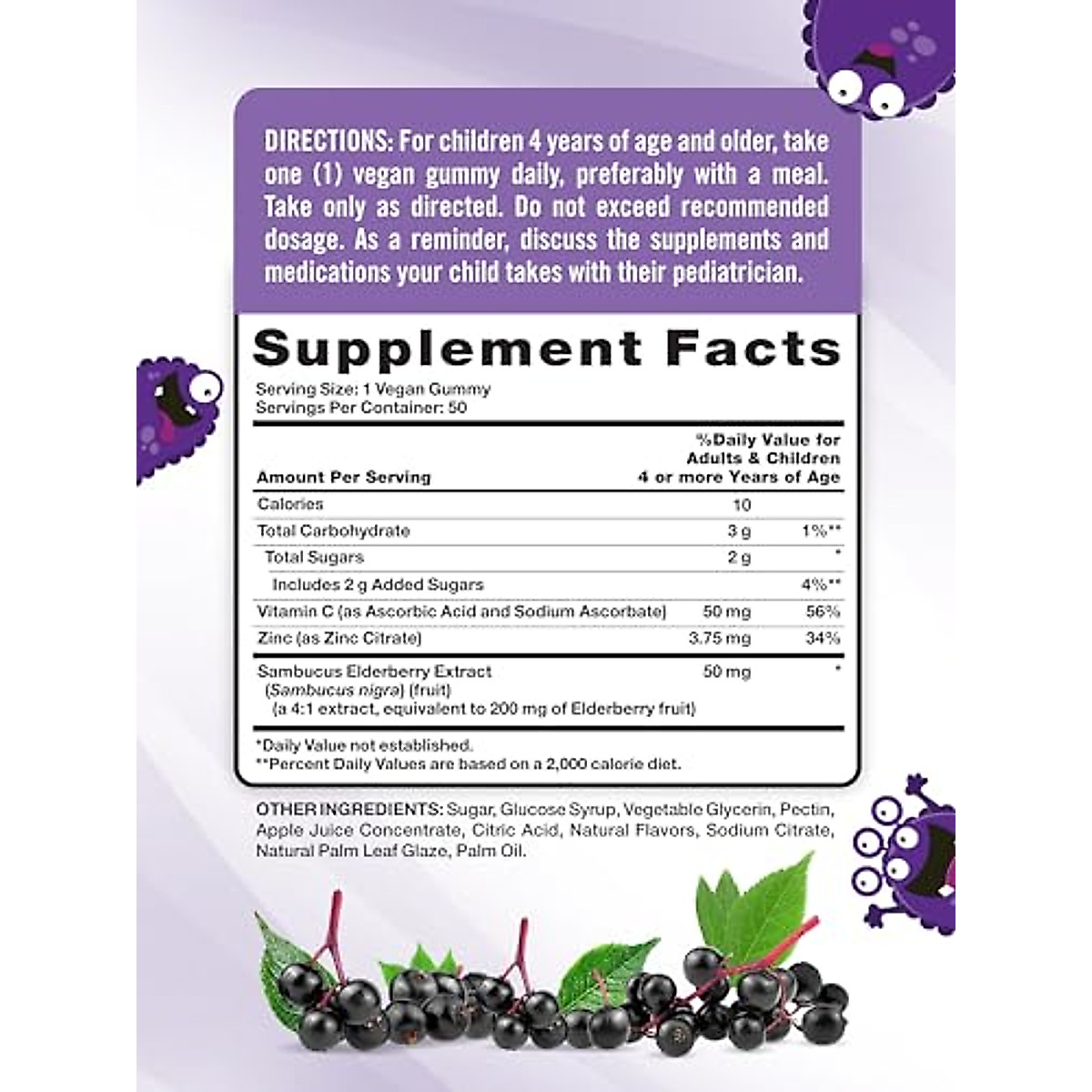 Nature's Truth Kids Elderberry Gummies | 50 Count | with Zinc and Vitamin C | Vegan, Non-GMO & Gluten Free Supplement