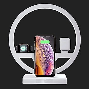 4 in 1 Charging Station | LED Lamp | Magnetic Charging Station | Wireless Charging Station | Bedside Lamp | Phone Charger | Watch Charger (White)