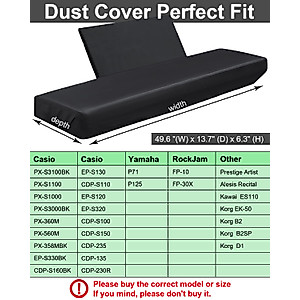 Piano Keyboard Dust Cover, Water Proof Stretchy Electric Piano Keyboard Covers for Digital Electric Pianos, Full Cover Elastic Lock Music keyboard Protector Cover (88 - Keys, Black)
