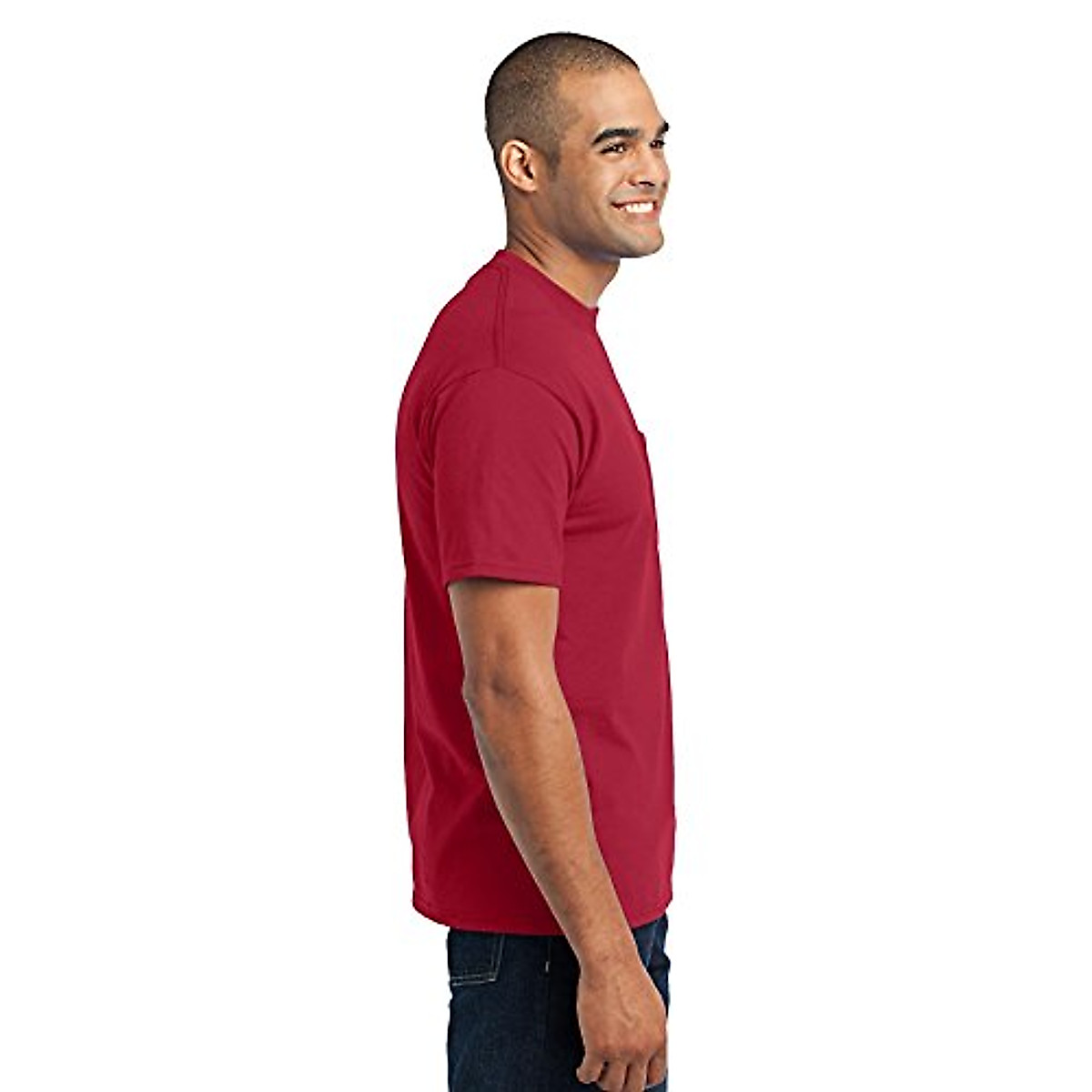 Port & Company Men's 50/50 Cotton/Poly T Shirt with Pocket 5XL Red