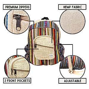 Core Hemp Boho Backpack - Handmade School Backpack - Lightweight Travel Bag