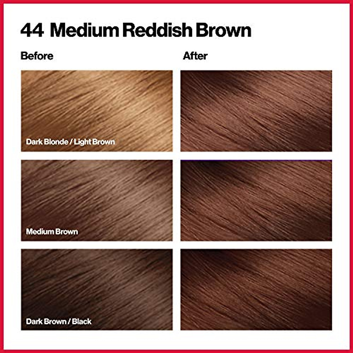 Revlon Colorsilk Beautiful Color, Permanent Hair Dye with Keratin, 100% Gray Coverage, Ammonia Free, 44 Medium Reddish Brown