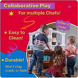 Step2 Fun with Friends Kids Kitchen Playset, Indoor/Outdoor Kitchenette, Interactive Play with Lights and Sounds, Durable Plastic, Includes 25 Piece Toy Accessories, Toddlers 2+ Years Old, Tan