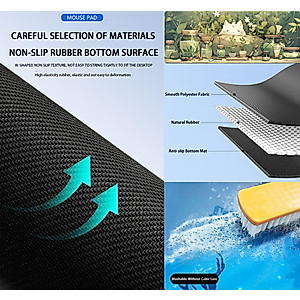 Cute Kawaii White Cat Anime Green Plant Leaves Desk Mat Large Mouse Pad Gaming Desk Pad, XL Extended Mousepad Desk Accessories for Women Office Decor Long Laptop Keyboard Mouse Mat 31.5x11.8 in