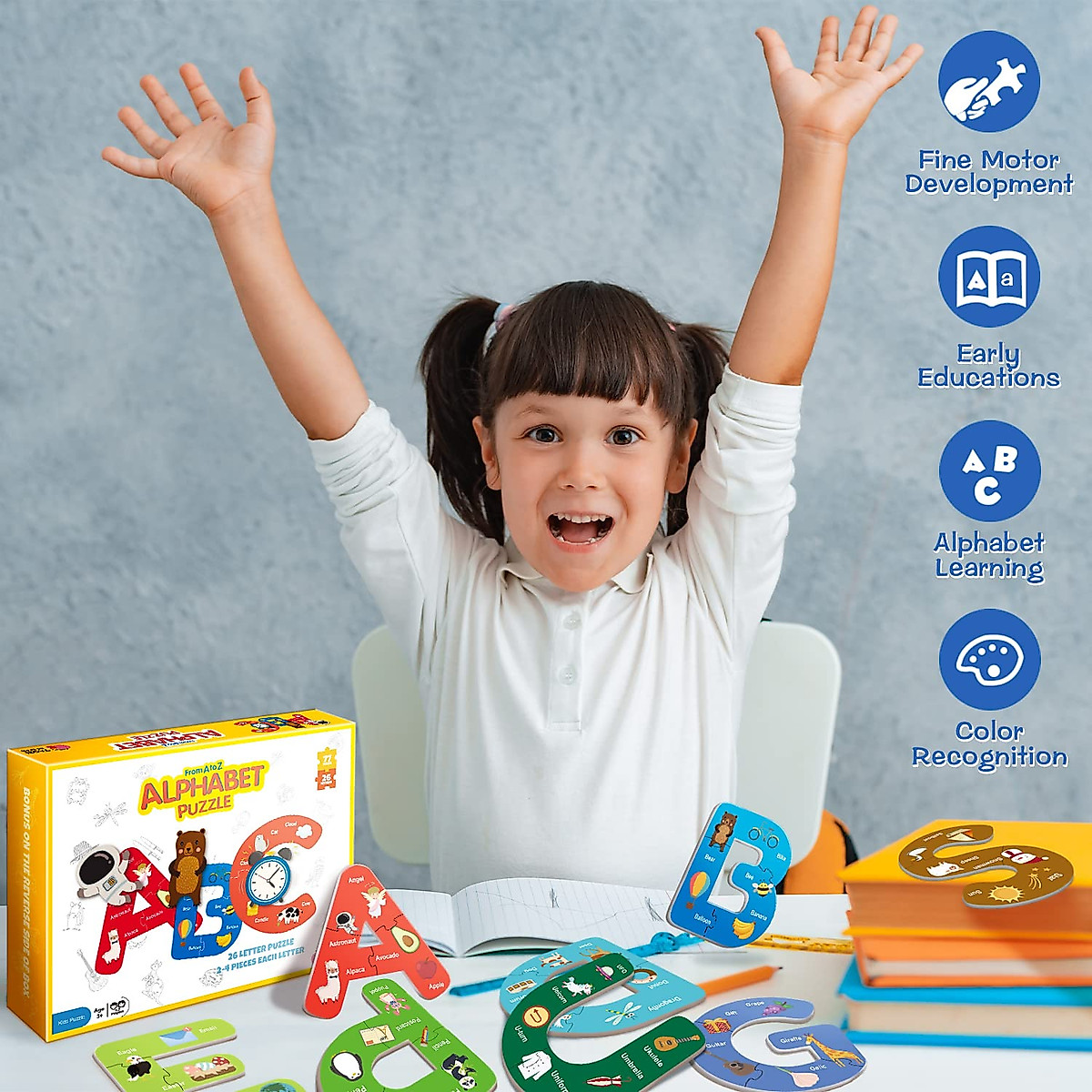 TAOZI&LIZHI Kids Puzzles Alphabet Puzzles for Kids Ages 3-5, ABC Learning for Toddlers 1-3, Sight Words Letter Puzzles Color Animals Montessori Toys Educational STEM for Preschool Boys Girls