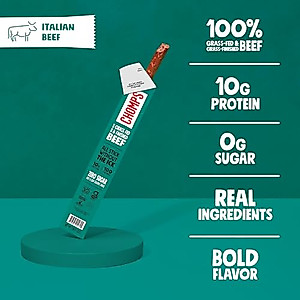 CHOMPS Grass Fed Italian Style Beef Jerky Snack Sticks, Keto, Whole30, Paleo, Gluten Free, Sugar Free, Low Carb, AIP Diet Compliant, 100 Calories,1.15 Oz, Pack of 24