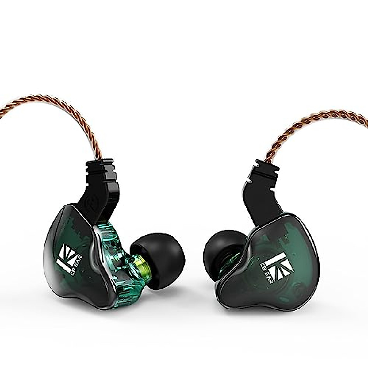 keephifi KBEAR in Ear Earphones KBEAR KS2 Wired Headphones 10mm 1BA+1DD in Ear Monitors with Detachable Cable HiFi Bass Earbuds Noise-Isolating Headset for Audiophile Musician (with mic, Dark Green)