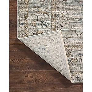 Loloi Magnolia Home by Joanna Gaines Millie Collection MIE-02 Sky/Gold 7'-10" x 10', .25" Pile Height, Area Rug