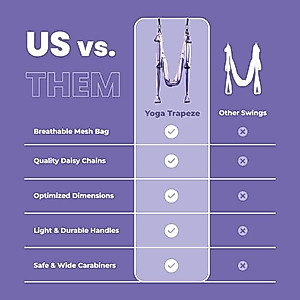 Yoga Trapeze Swing Set for Home & Outdoor | Easy Setup for Strength, Balance & Back Pain Relief | Adjustable Straps & 600lb Capacity, Includes Carrying Bag & Online Tutorials, Purple