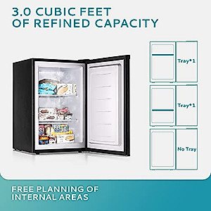 Euhomy Upright freezer, 3.0 Cubic Feet, Single Door Compact Mini Freezer with Reversible Door, Small freezer & RCA RFR321-B-Black-COM RFR321 Single Mini Refrigerator-Freezer Compartment-Adjustable