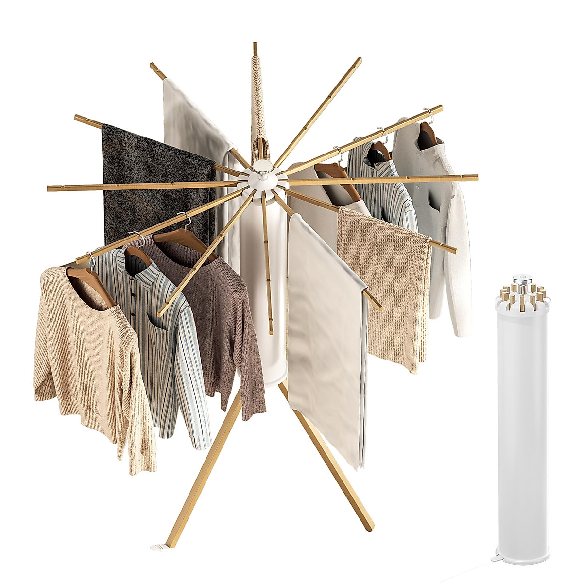 mbs trio Tripod Clothes Drying Rack, Garment Rack Portable and Foldable Space Saving Laundry Drying Rack - Drying Rack Clothing Floor Folding Balcony Bedroom Household Wooden