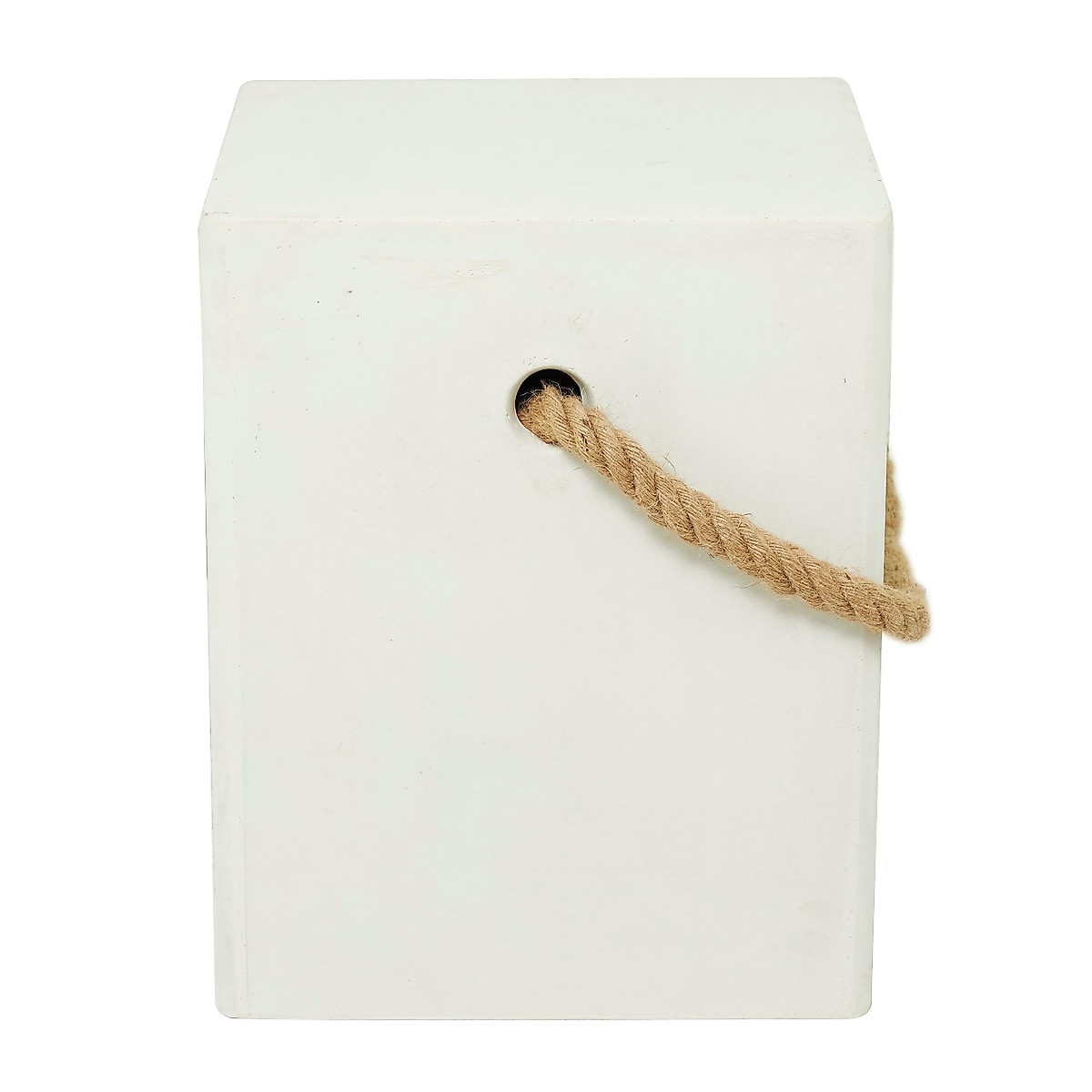 Deco 79 Magnesium Oxide Lightweight Outdoor Accent Table with Rope Handle, 15" x 15" x 18", White