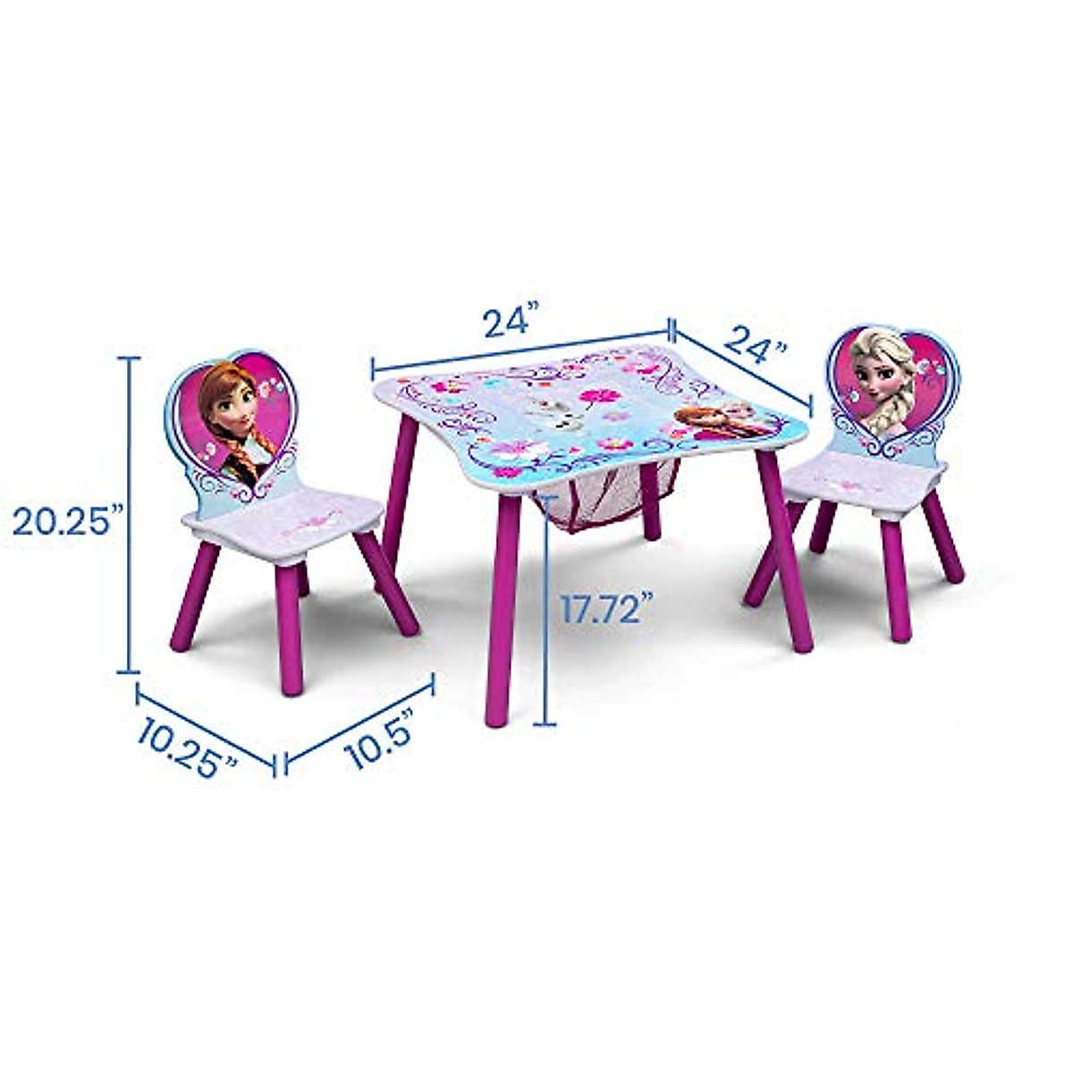 Delta Children Kids Table and Chair Set With Storage (2 Chairs Included) - Ideal for Arts & Crafts, Snack Time, Homeschooling, Homework & More, Disney Frozen