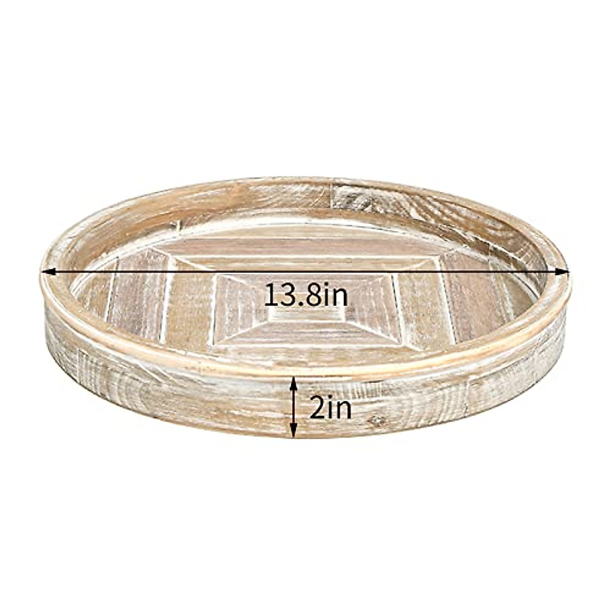 Large Round Serving Tray Without Handle, Solid Wood Circle Tray, Decorative Food Tray for Ottoman, Coffee Table, Breakfast, Drinks Serving Plate Bar Server White Breakfast Tray