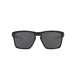Oakley Men's OO9341 Sliver XL Rectangular Sunglasses, Matte Black/Grey Polarized, 57 mm