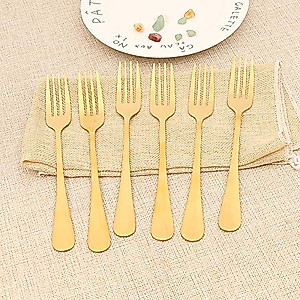 Lightahead 24pcs Stainless Steel Flatware Tableware Premier Quality Gold Colored Cutlery Set in attractive GoldenGift box (Golden)