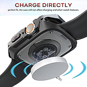 Armor Case for Apple Watch Ultra 49mm Case, Soft Matte Bumper + Hard Clear Face Frame, Military-Grade Anti-Scratch & Shockproof Watch Cover for Apple Watch Ultra Case 49mm Accessories - Black