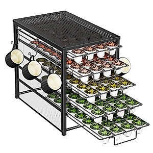 Simple Trending 5-Tier Coffee Pod Holder for K-Cup, 160 Pod Pack Capacity Rack, Metal, Black