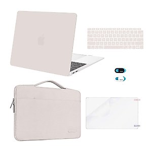MOSISO Compatible with MacBook Air 13 inch Case 2022 2021 2020 2019 2018 Release A2337 M1 A2179 A1932 Retina Display, Plastic Hard Shell&Bag&Keyboard Skin&Webcam Cover&Screen Protector, Rock Gray
