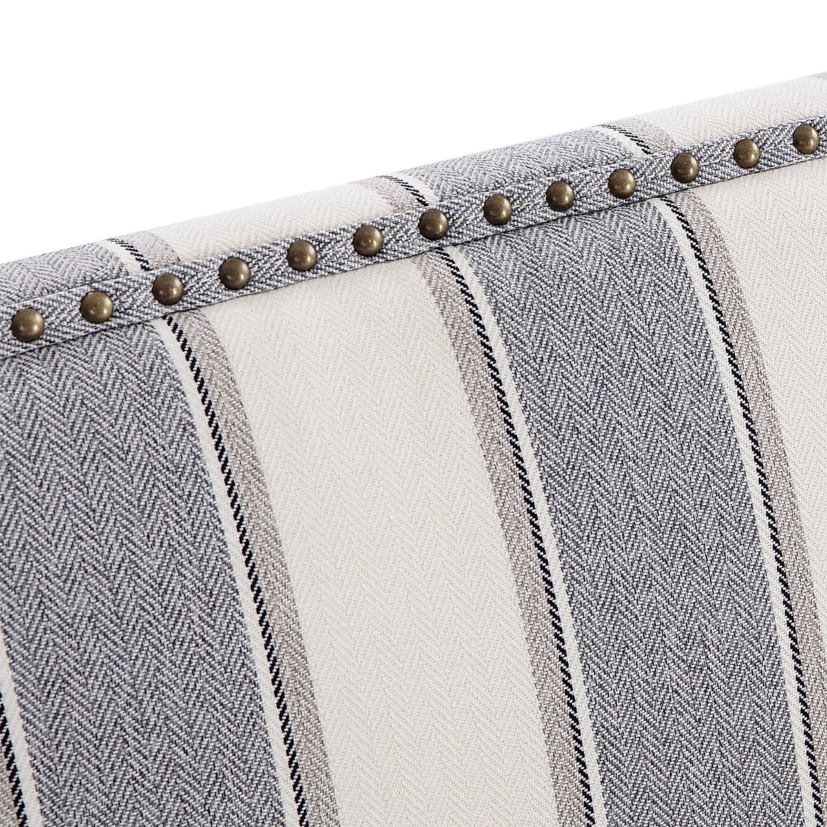 HUIMO Printed Accent Chair Upholstered Linen Fabric Living Room Chair with Rivet Comfy Armchair with Hold up to 300lb Capacity Reading Sofa Chair for Bedroom, Study (1, Wide Stripe Grey)