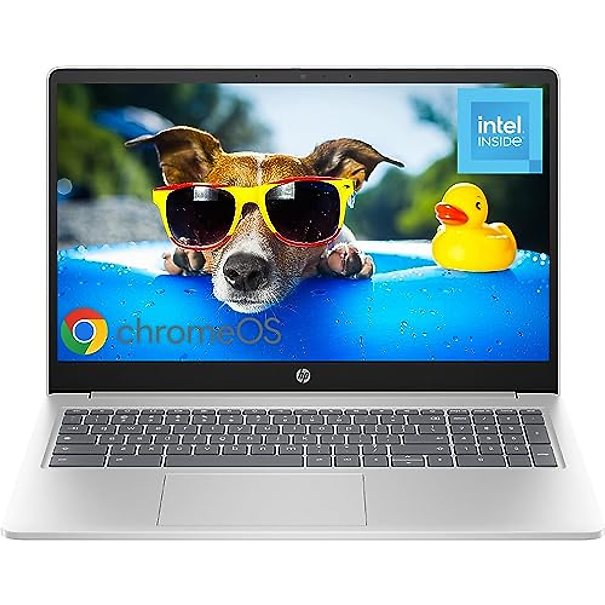 HP 2023 Newest Chromebook Laptop Student Business, 15.6" HD Display, 8GB RAM, 192GB Storage (64GB eMMC+128GB MSD Card), Quad-Core Intel Processor N200, Long Battery, Chrome OS, Bundle with JAWFOAL