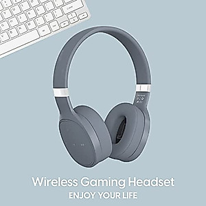Stretchable Vj087 Wireless Bluetooth 5.0 Headphones Over Ear Gaming Headset Noise Cancelling Earphones Premium Sound with Deep Bass Built in Mic Sport Headphone Gray