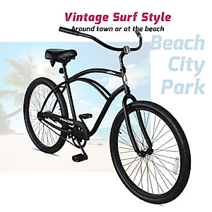 Tracer ACE 26" Beach Cruiser Bike Adult, 26 Inch Wheels, Steel Step Over or Step Through Steel Frame, Coaster Brake, Hybrid Bike, 1 Speed, Complete Cruiser, Matte Black(Male, M)