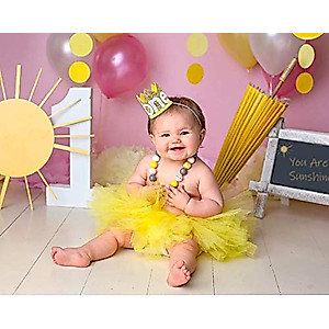 Baby's Sunshine Crown for 1st birthday -  First Birthday for You Are My Sunshine Crown,Birthday Get Together for Decorations,Photo Props for Birthday Party,Birthday Souvenir Gifts（Golden）