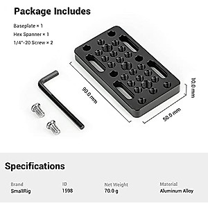 SMALLRIG Switching Plate Camera Easy Plate for Railblocks, Dovetails and Short Rods - Longer Version - 1598